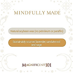 MAGNIFICENT 101 Home Blessing Aromatherapy Candle for Love and Laughter - Sage, Bergamot, Sandalwood Scented Natural Soybean Wax Tin Candle for Purification and Chakra Healing Under $20