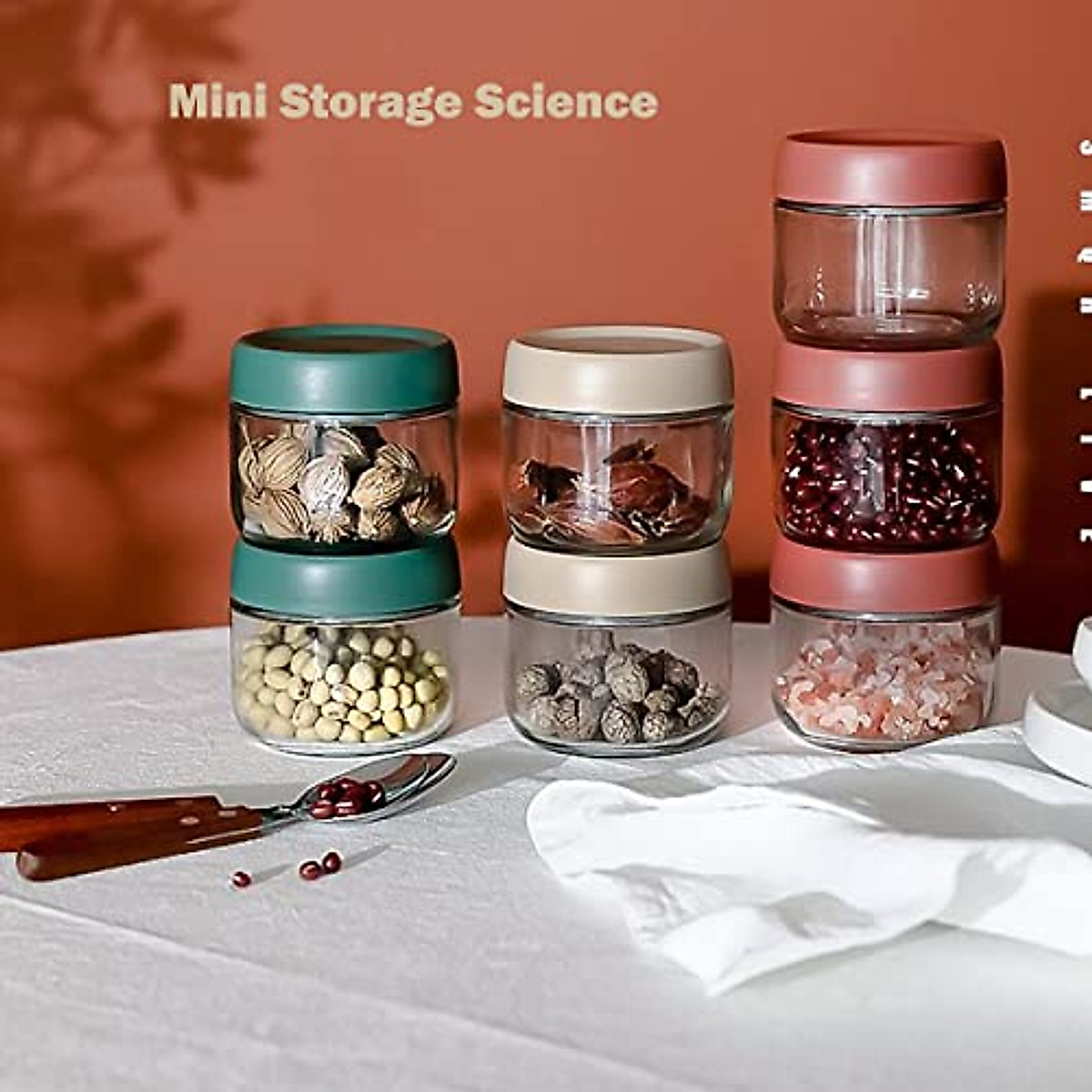 Glass Jar with Scew Lid, Overnight Oats Jars, Condiment Salad Dressing Sauce Meal Prep Containers, 10oz Wide Mouth Food Jars for Baby Food Snacks Sugar Spice, Glass Food Storage Containers Airtight