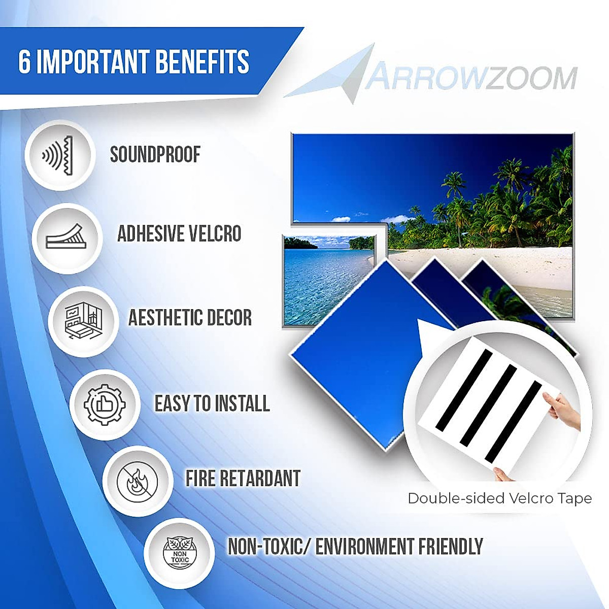 Arrowzoom 6 Felt Wall Art Acoustic Panel Display Stylish Decorative Acoustical Tiles Noise Reduction Recording Studio Room Home Treatment Strong Adhesive DIY Nature Design C 23.6 x 35.4 in AZ1228