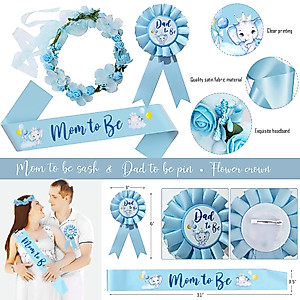 Elephant Baby Shower Decorations for Boy, Blue Elephant Baby Shower Party Supplies, It's a Boy Backdrop Tablecloth Elephant Balloon Arch BABY Box Mom to Be Sash Dad to Be Pin