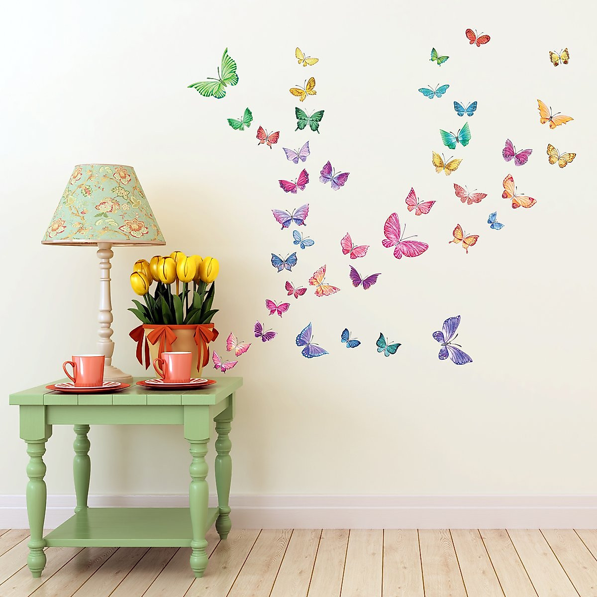 DECOWALL DS8-1602 Watercolour Butterflies Kids Wall Stickers Wall Decals Peel and Stick Removable Wall Stickers for Kids Nursery Bedroom Living Room d?cor