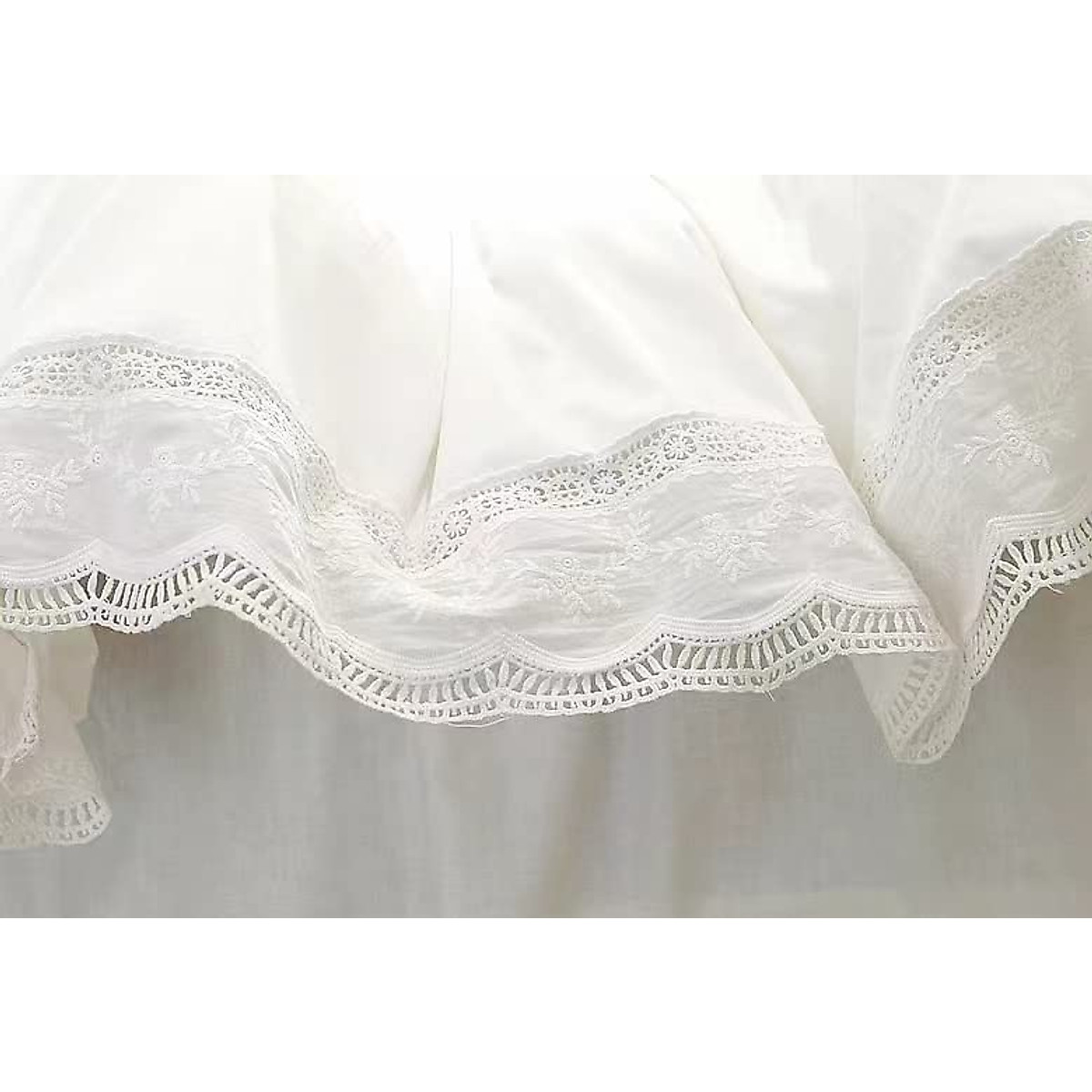 White Queen Lace Duvet Cover Egypt Cotton Quilt Cover 90x90 Inch 1 Pieces Solid