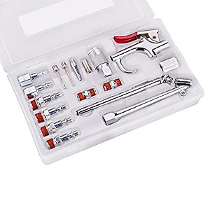 WYNNsky Air Tool and Compressor Accessory Kit, 1/4 Inch NPT 17 Piece Air Hose Fittings with Blow Gun, Tire Gauge and Storage Case