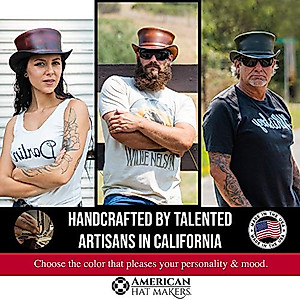 American Hat Makers Hampton Leather Top Hat for Men & Women — Shapeable Wide Brim Hat