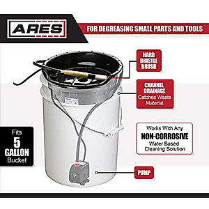 ARES 70922 - Portable Parts Washer - Easily Fits 5 Gallon Buckets - Degrease Small Parts and Tools
