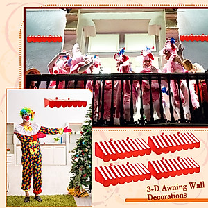 Tallew 4 Pcs 3D Circus Awning Wall Decoration Carnival Awning for Carnival Theme Party Classroom Decorations (Red and White)