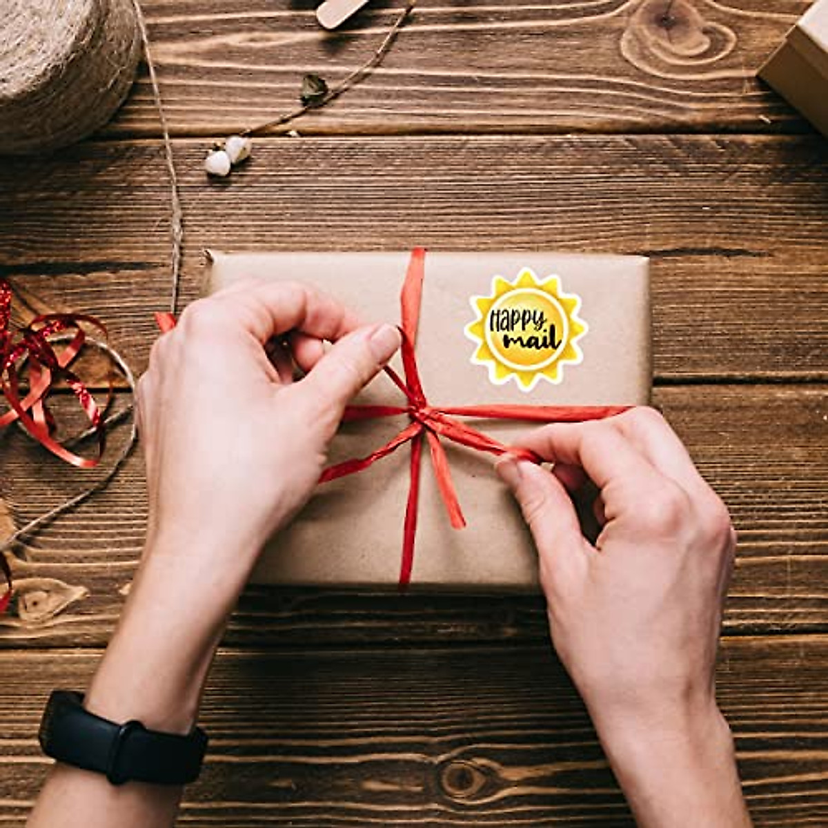 Happy Mail Sun Stickers,Thank You Stickers,Handmade Stickers,Small Shop Stickers,Envelopes Stickers for Small Business, Online Retailers,Handmade Goods,500 Labels Per Roll