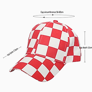 HAOOIE Unisex Checkered Print Baseball Cap Cotton Retro Dad Hat for Men Women Outdoor Sun Hats (Black and White)