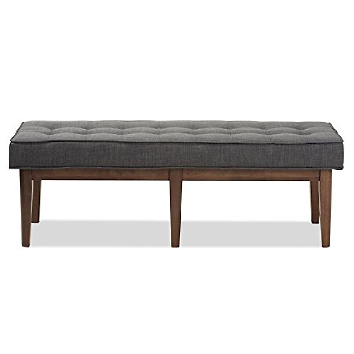 Baxton Studio Lucca Button Tufted Dining Bench in Dark Gray