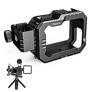 Vlog Housing Cage for Gopro 9/10/11, ULANZI G9-14 Upraged Aluminum Video Case Metal Frame, Cold Shoe Mount for Mic Light, Detachable Audio Adapter Vlogger Accessory for Gopro Hero 9/10/11 Black