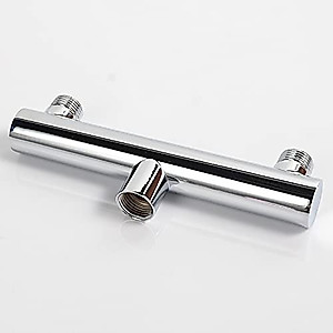 HAOXIN Double Outlet Shower Manifold with Shut Off Valve,Suitable for Dual Sprayer Showering System,Chrome,STC03