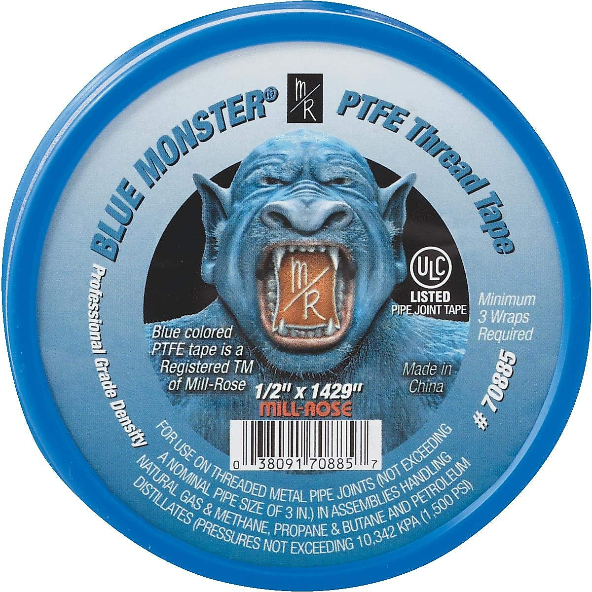 Mill-Rose 70885 Blue Monster PTFE Pipe Thread Sealant Tape, 1/2-Inch x 1429-Inches, Blue