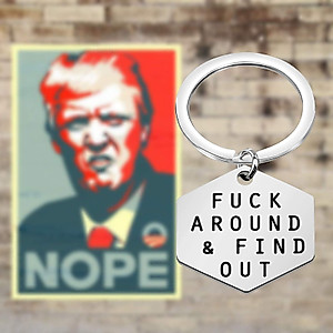 Lywjyb Birdgot Fuck Around and Find Out Funny Feminist Revolution Keychain Justice Resist Gift Steel colored key chain(Fuck Around & Find Out ky)