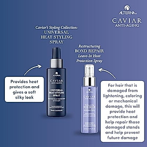 Alterna Caviar Anti-Aging Restructuring Bond Repair Leave-in Heat Protection Spray, 4.2 Fl Oz | Strengthens & Protects Damaged Hair