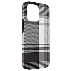 iPhone 14 Pro Max Black White Grey Plaid Winter Fall Halloween Pattern Design Case