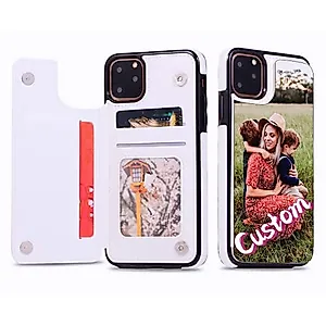 Unique-Custom-Gift Personalized Photo Flip Leather Wallet Case with Card Holder For Apple iPhone 7 8 Plus SE2 XR XS 11 12 13 14 Pro Max, Customize Picture Text PU Kickstand Double Magnetic Cover