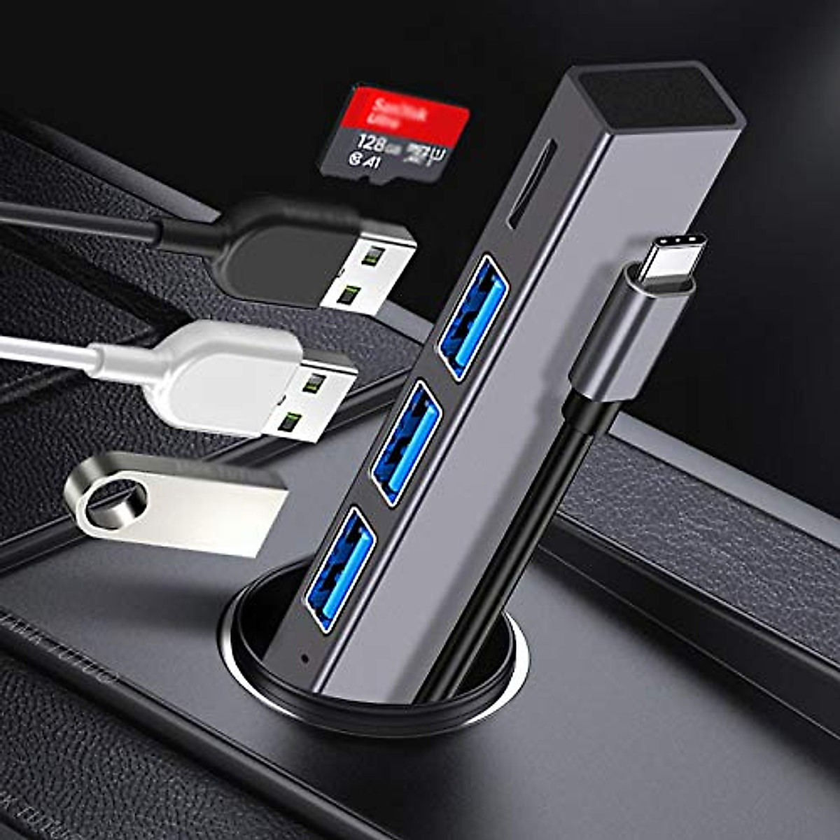 SHYPT Converter Dual USB Interface Car U Disk Listening to Songs Adapter Car Mobile Phone Charging Data Line Connection
