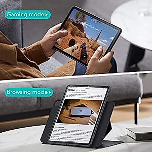 ESR for iPad Air 5th Generation Case 2022 / iPad Air 4th Case 2020, Rugged Protection, Detachable Magnetic Cover, Adjustable Portrait/Landscape Stand with Raised Screen View, 8 Stand Angles, Black