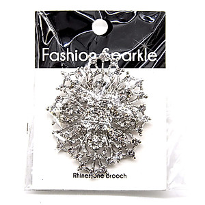 Belagio Enterprises 2-1/2-inch x 3-inch Rhinestone Brooch 1 Piece, Silver/Crystal