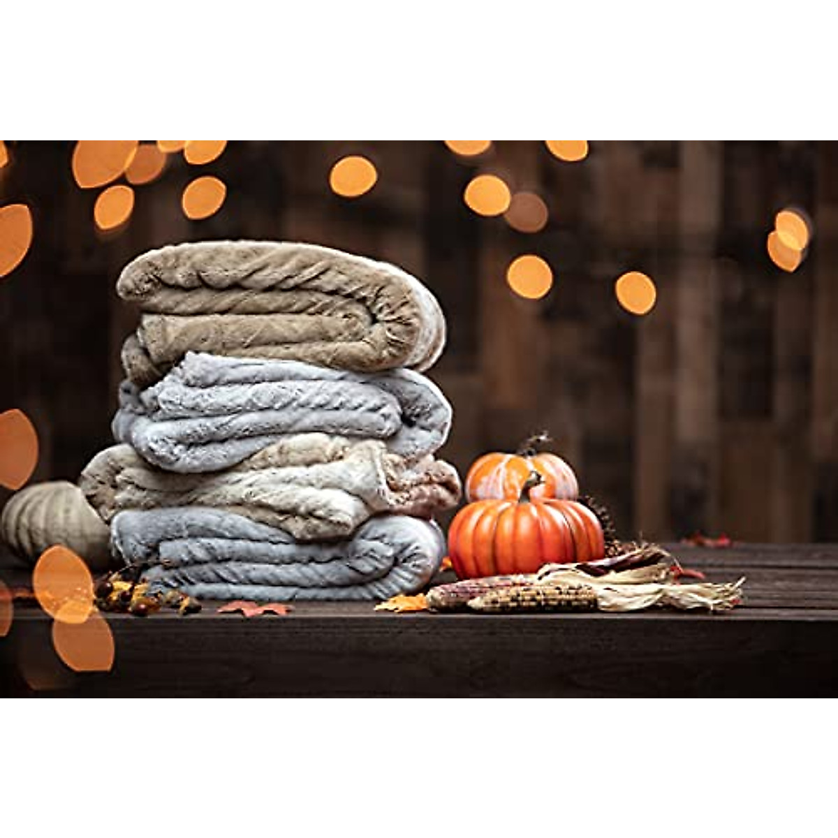 Chanasya Faux Fur Ombre Throw Blanket - Super Soft, Lightweight Minky Blanket with Fuzzy Sherpa Side - 50" x 65” - Brown