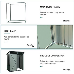 Storage Shed, 5X 3FT Outdoor Storage Shed,with Hinged Door Padlock Utility Tool Shed Storage House, for Backyard Garden Patio Lawn (Grey)