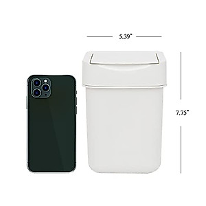 carrotez Small Trash Can with Lid, 2 Liter/ 0.5 Gallon, Mini Trash Can, Waste Basket, Garbage Container for Coffee Bar, Bathroom, Kitchen, Office, Desk, Bedroom, Tabletop - White