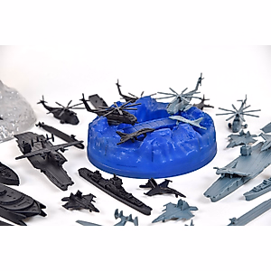 Military Air Force Bucket – 47 Assorted Battleships and Accessories Toy Play Set for Kids, Boys and Girls | Plastic Boat and Plane Figures with Storage Container