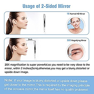 JMH 6Inch,20X Magnifying Mirror,Double-Sided Hand Held Mirror with 1X/20X Magnification,Foldable Makeup Mirror for Handheld/Stand,Use for Makeup Application,Tweezing,and Blackhead/Blemish Removal.