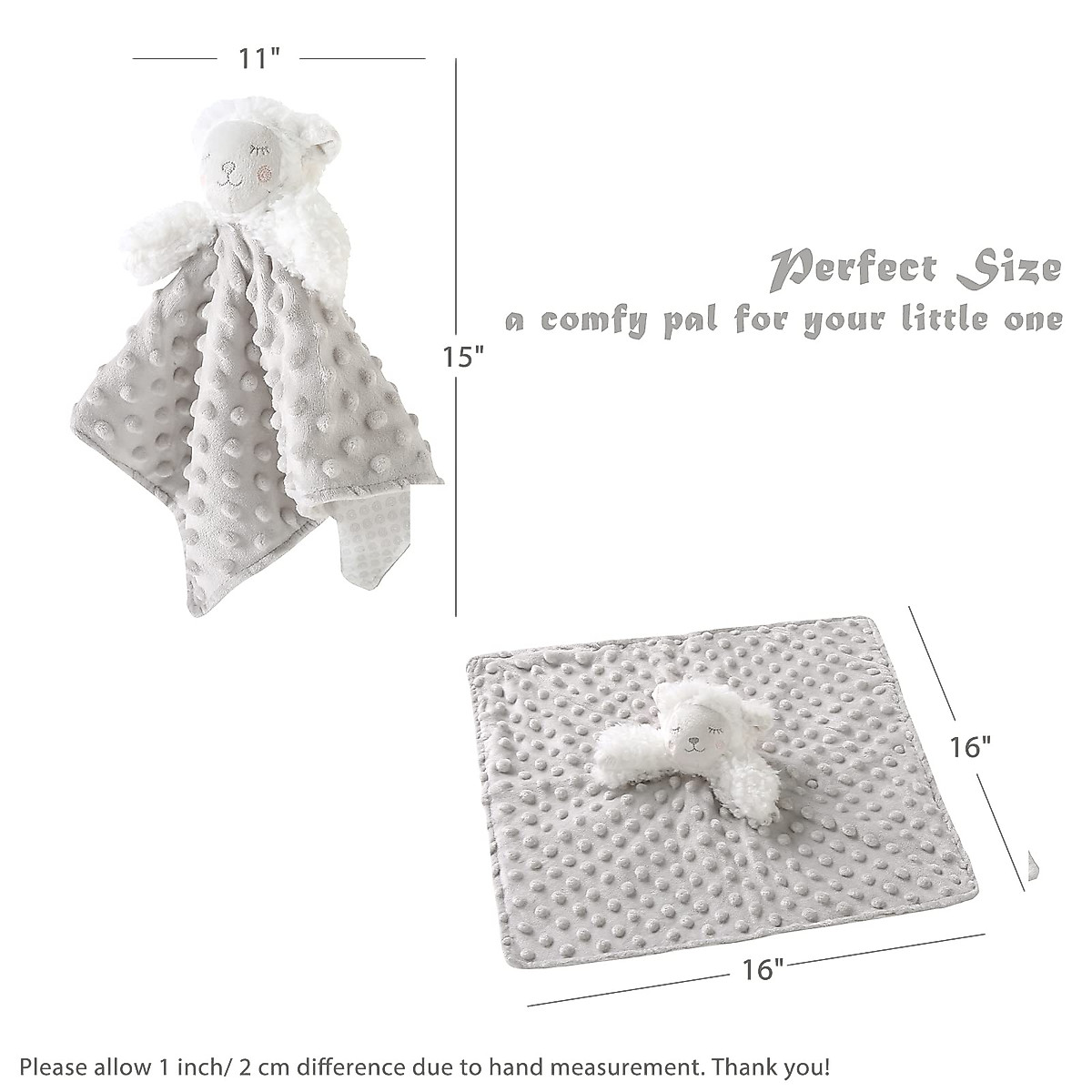 Truwelby Baby Security Blanket, 16 inch Ultra Soft Minky Dot Fabric Sweet Loveys for Babies, Baby Blanket with Stuffed Animals, Animal Blanket Baby Cuddle Blanket Baby Gifts for Boys and Girls