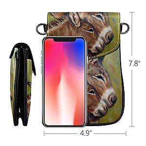 Unicey Donkey Hugs Painting Leather Phone Purse, Small Crossbody Bag Wallet Purses and Handbags for Women