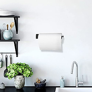 Kitchen Magnetic Stainless Steel Paper Towel Holder for Refrigerator, Grill, Toolbox (Magnetic-30cm-Black-B)