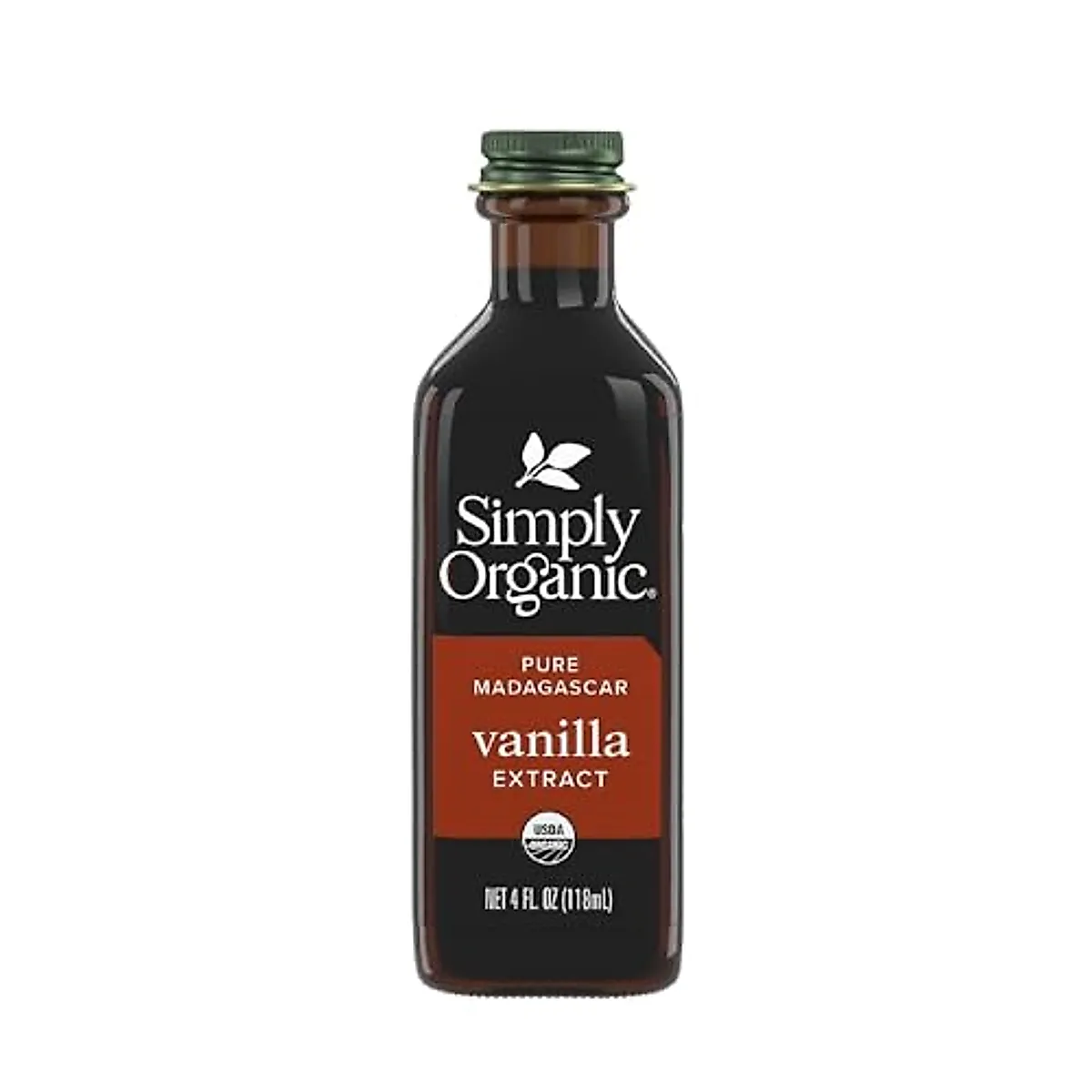 Simply Organic Pure Madagascar Vanilla Extract, 4-Ounce Glass Jar, Certified Organic, Sugar-Free Flavor For Smoothies (Pack of 1)