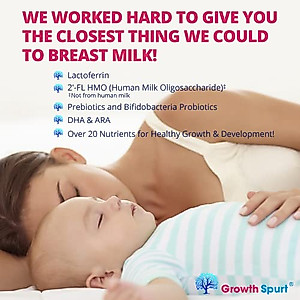 Goat Milk Toddler Formula – Growth Spurt Powdered Goat's Milk Toddler Formula – Lactoferrin, 2'-FL HMO, Prebiotics, Probiotics, Iron, DHA & ARA, Methylfolate, Immune Support, Non GMO Infant Baby Transition Weaning