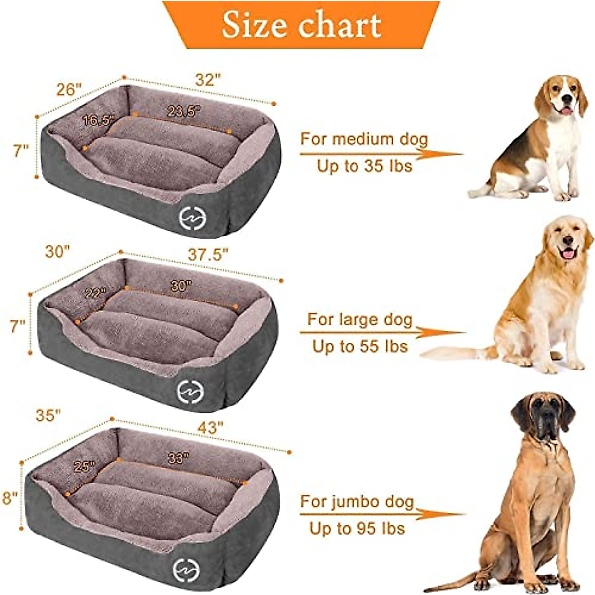 Dog Bed, Dog Beds for Large Dogs, Rectangle Washable Pet Mattress Comfortable and Breathable Large Dog Bed, Pet Bed