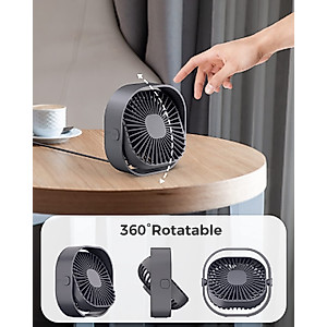 RJVW Small USB Desk Fan,3 Speeds Portable Table Fan, 4 inch Personal Mini Fan,Small Cooling Fan by USB Plug In, 360°Rotatable Desktop Fan for Home Office Bedroom Dorm Indoor Outdoor Summer Gift