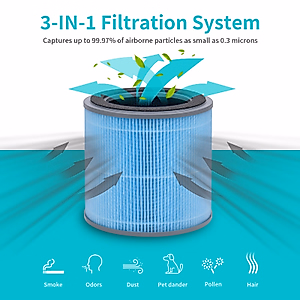 Breabetter 2-Pack H201 True HEPA Replacement Filter Compatible with Homvana H201 Purifier and also compatible with TEC.Bean JH50G-M, 3-in-1 True HEPA Filters