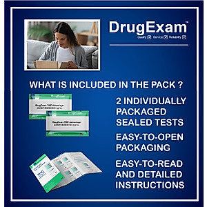 2 Pack - DrugExam THC Advantage Made in USA Multi Level Marijuana Home Urine Test Kit. Highly Sensitive THC 5 Level Drug Test Kit. Detects at 20 ng/mL, 50 ng/mL, 100 ng/mL, 200 ng/mL and 300 ng/mL (2)