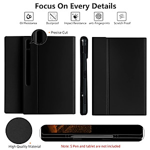 Keyboard Case for Samsung Galaxy Tab S8 Ultra 14.6 inch 2022, Magnetically Detachable Bluetooth Keyboard, Slim Lightweight Stand Cover with S Pen Holder, Auto Sleep/Wake, SM-X900/X906, Black