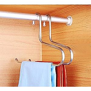 YUNAI 3Pcs Stainless Steel Pants Hangers, Open Ended Hangers, Jean Hangers, Strong Durable Anti-Slip Slacks Hangers for Space Saving.(Silver)