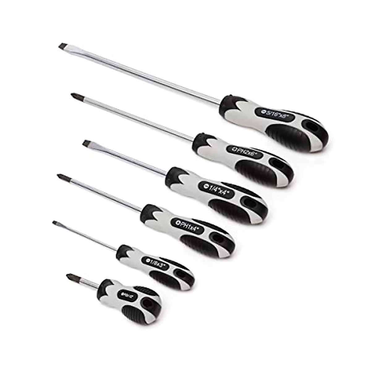 Amazon Basics 11-Piece Magnetic Tip Screwdriver Set, Slotted and Phillips, Grey Black