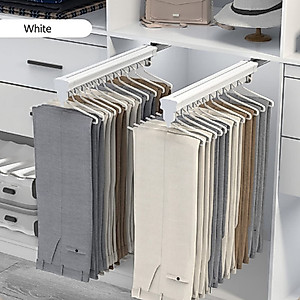 ZAQYCM Adjustable Wardrobe Rail Rod Slide Out, Black Telescopic Closet Ceiling Valet Rod for Bathroom, Bedroom, Clothing Store and Hotel Guest Room with Complete Kit