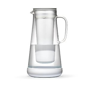 LifeStraw Home - Water Filter Pitcher, 7-Cup, White, Glass with Silicone Base, White, for everyday protection against bacteria, parasites, microplastics, lead, mercury, PFAS and a variety of chemicals
