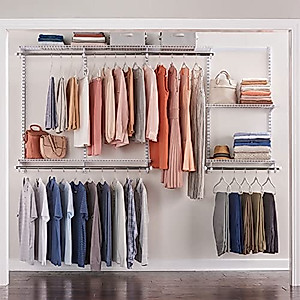 Rubbermaid Configurations 4-8 Feet Expandable Hanging and Shelf Space Custom DIY Closet Organizer Kit, White