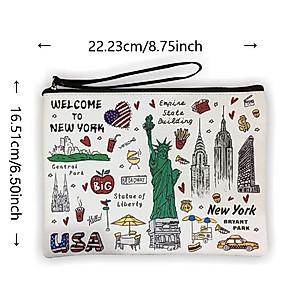 Girls & Women Large Fashion Cute New York Souvenir Zipper pouch Travel Cosmetic Bag Hand Bag Makeup Purse (JP-330133B)