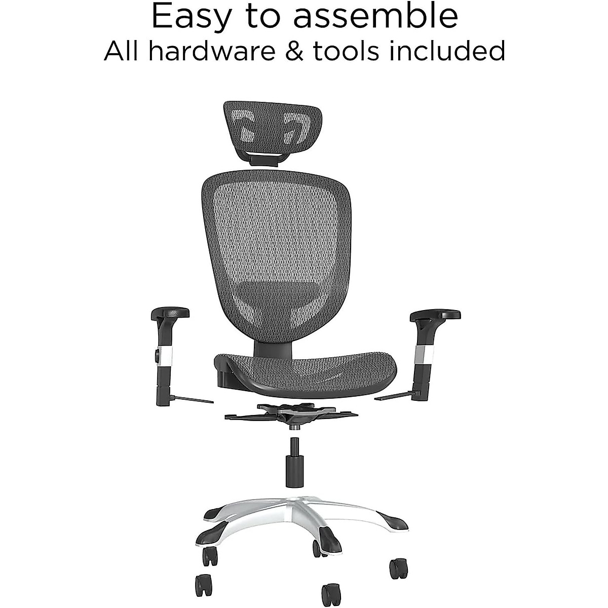 STAPLES Hyken Technical Task (Black, Sold as 1 Each) -Adjustable Breathable Mesh Material Provides Lumbar, arm and Head Support, Perfect Desk Chair for The Modern Office