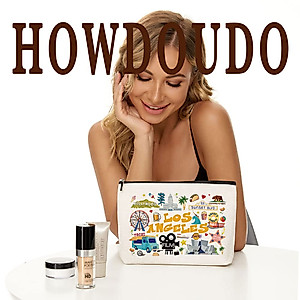 HOWDOUDO Toiletry Bag for Women America Los Angeles Bag Unique Design Home Kitchen Decorative Travel Holiday Souvenir Gift, Los Angeles Lovers , History