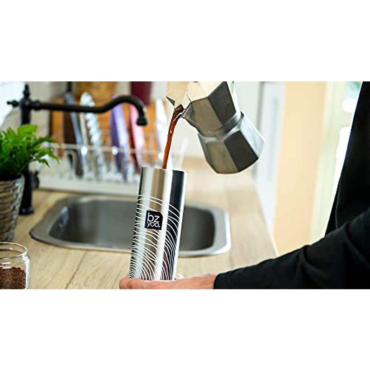 bzyoo Brew 18/8 Stainless Vacuum Drinking BPA-Free 15oz Coffee Mug Water Thermal Bottle Bundle with Leak Proof Design for Hike Camping Holiday New Year Gifts Wellness (2 Bottle Bundle)