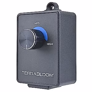 TerraBloom Fan Speed Controller For Booster Inline Exhaust and Duct Fans. Blower Airflow and Motor Speed Adjuster. Rated For Up To 350W. Continuous Dial Rheostat Control