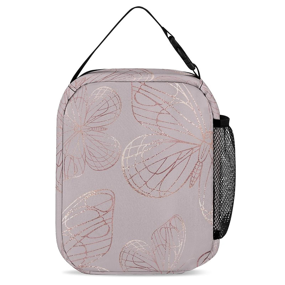 LynaRei Insulated Lunch Box Butterfly Rose Gold Portable Lunch Bag Reusable Small Cooler Lunchbox for Men Women Picnic Travel