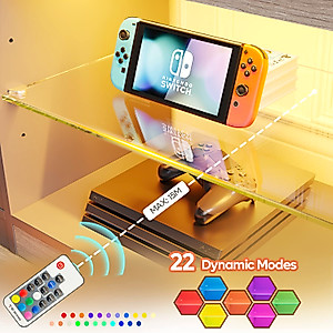 Bestier 70 Inch Led TV Stand for 75 Inch TV Large Entertainment Center Gaming with Adjustable Glass Shelves Two Cabinets Modern TV Console for Living Room 22 RGB Modes, Wash Gray